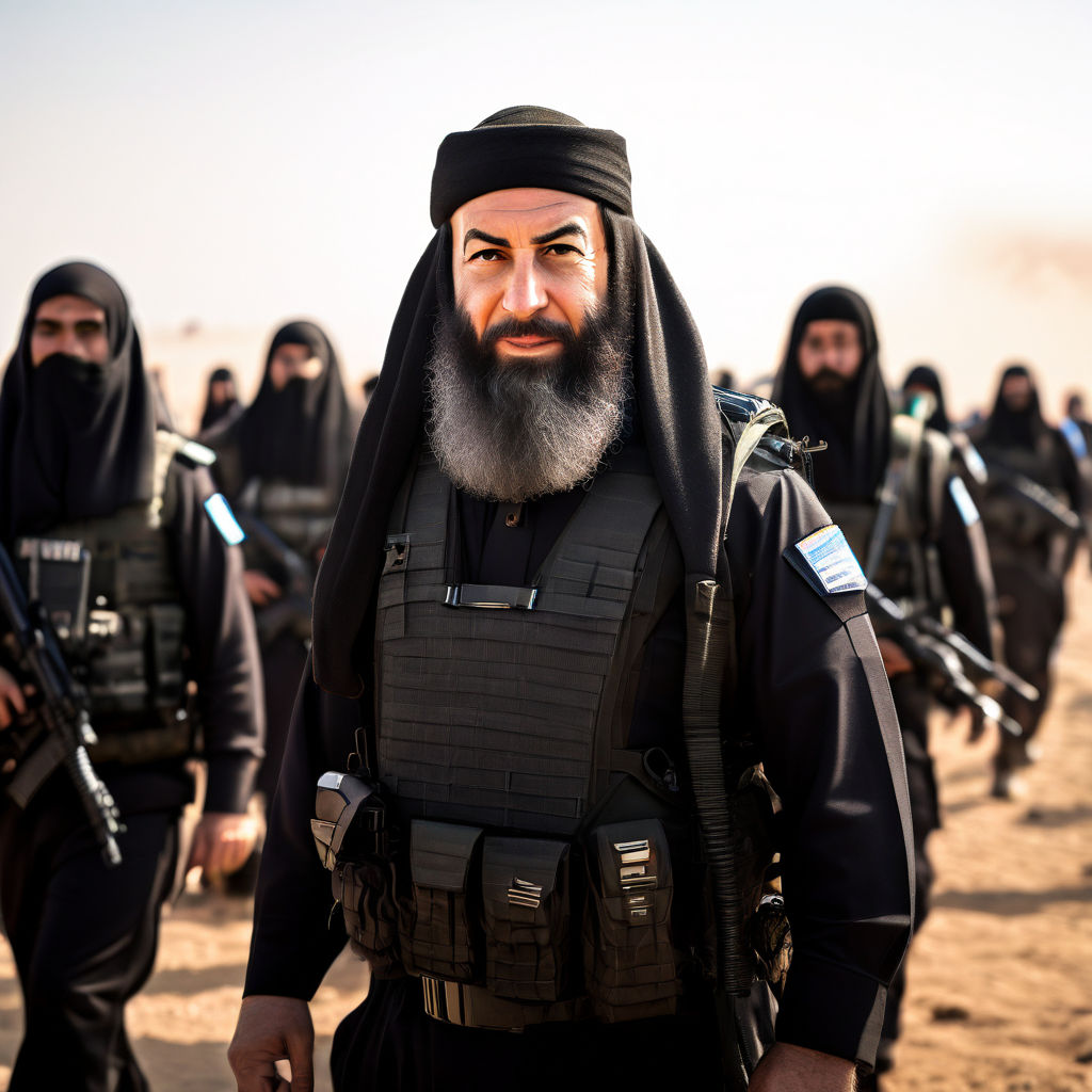 A picture of Netanyahu with a long beard and wearing ISIS un... by ali ...
