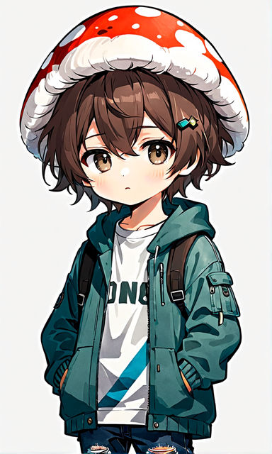 Chibi-style drawing of a boy with shaggy brown hair that fal... by Nami ...