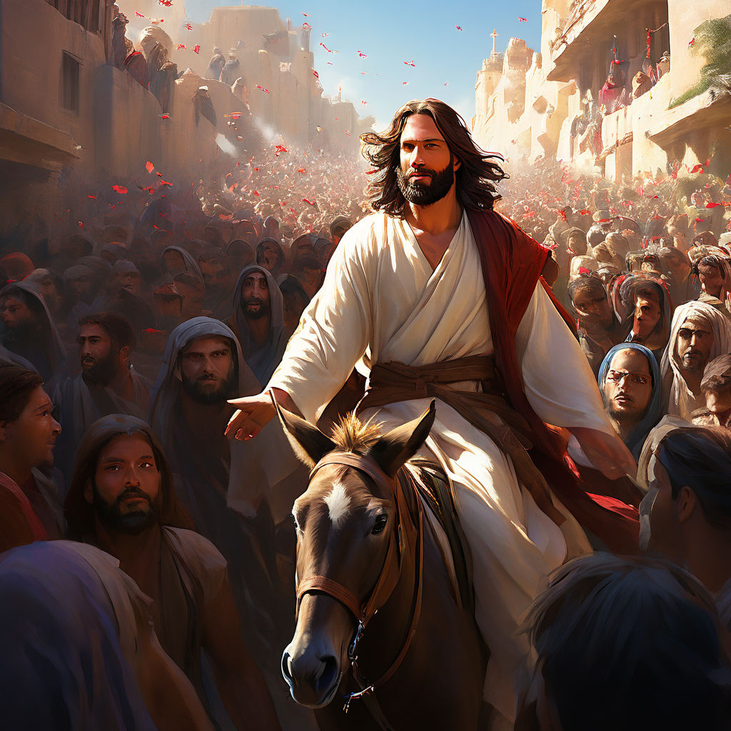 Jesus Christ riding on a donkey by Gabriel - Playground