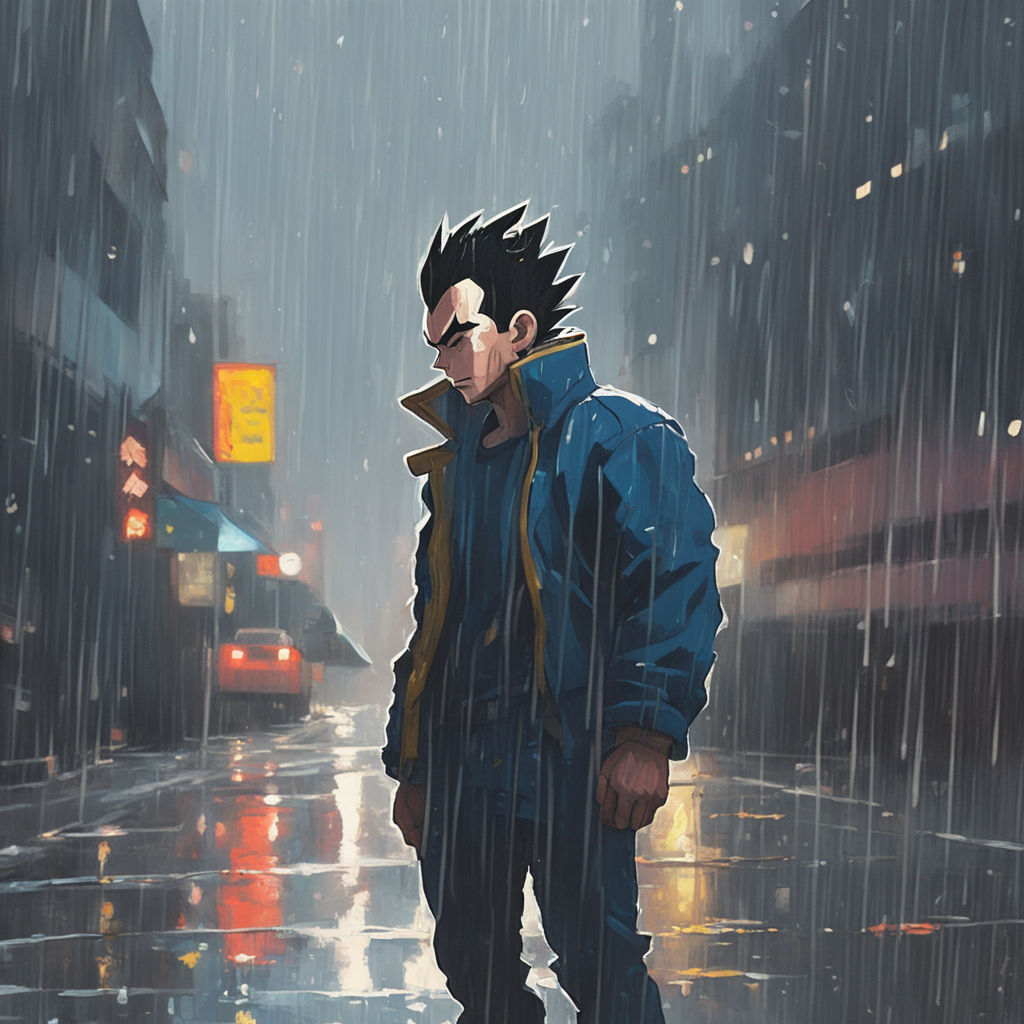 Sad Vegeta under the rain by Apuntes Brad - Playground