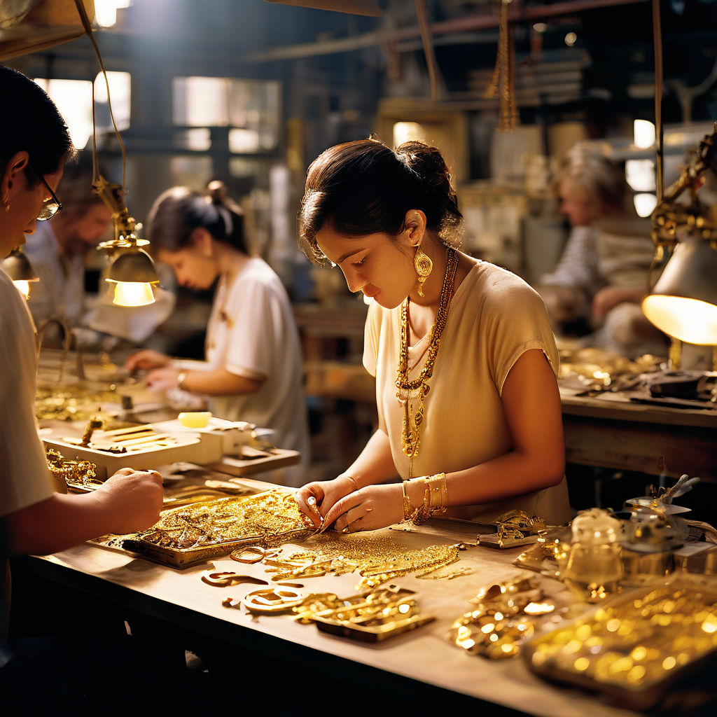 People engaged in the meticulous process of gold jewelry man... by ...