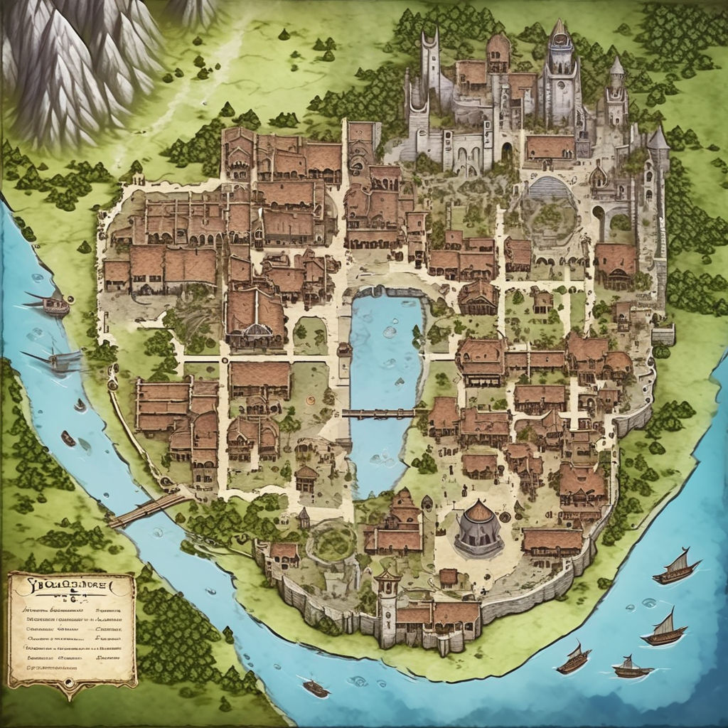 Fantasy city map inkarnate style old parchment very detailed... by ...