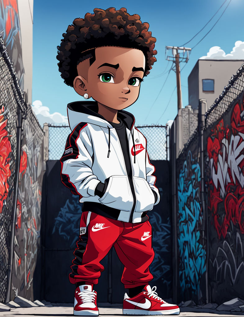 Cartoon illustration of a light-skinned boy dressed in a bla... by Ryan ...