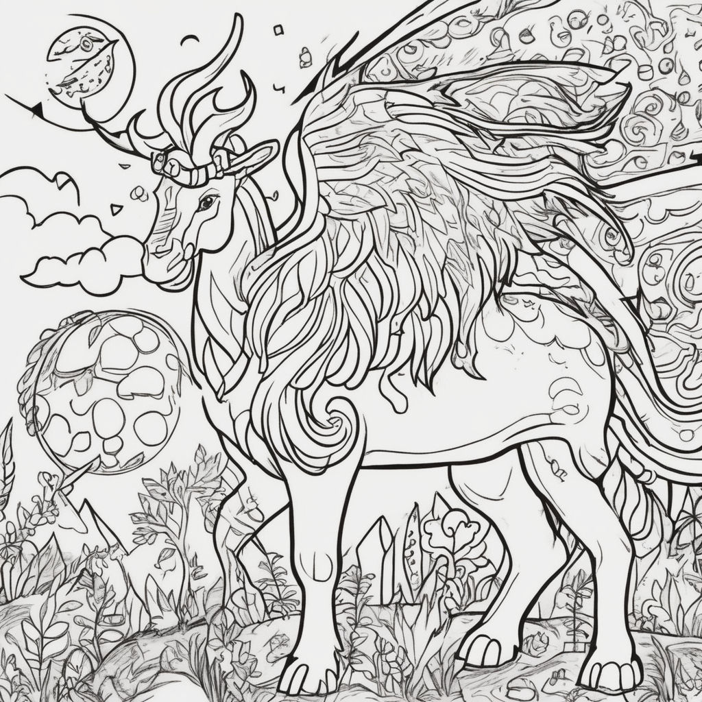 Please create a fun and imaginative drawing for kids to colo... by ...