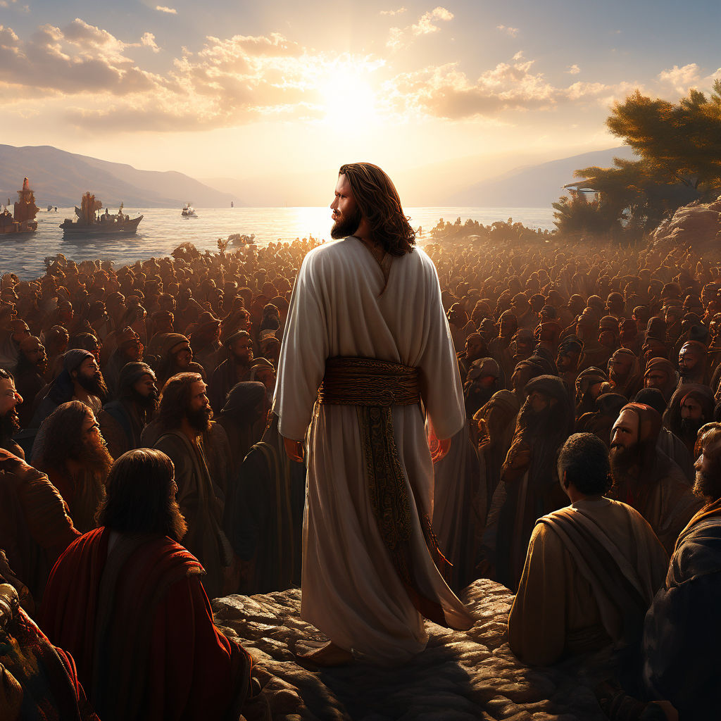JESUS AND A CROWD AROUND HIM ON THE SEA OF GALILEE by Ernaldo Jardim ...