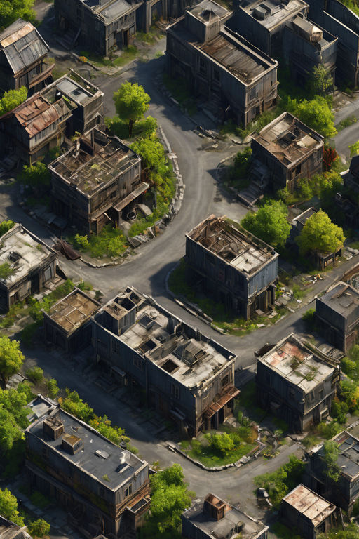 A post-apocalyptic top-down view map by Valdir long - Playground