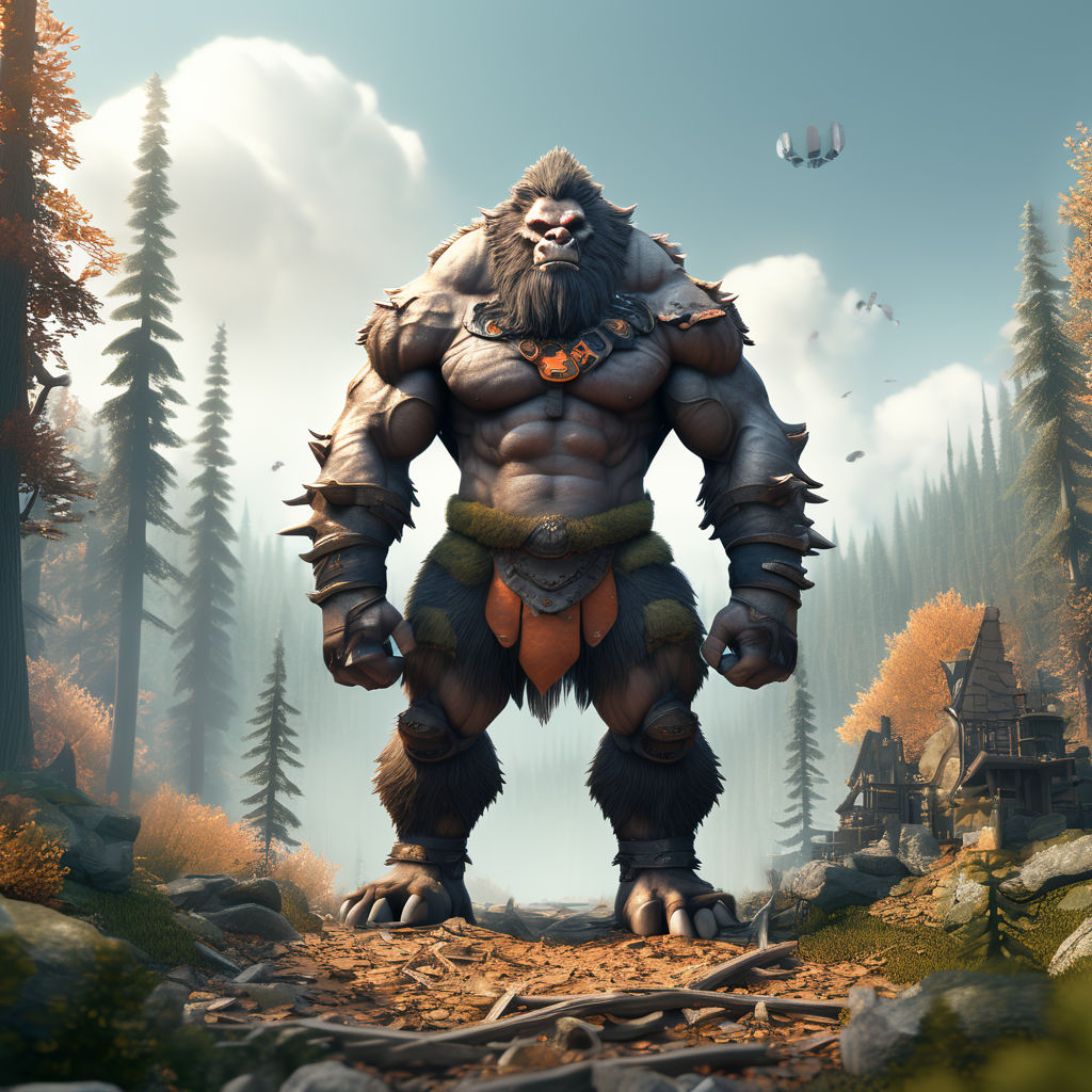 Bugbear Bodybuilder In The Forest Wearing A Loincloth And Bo By Big Leo Playground