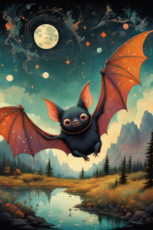 Anthropomorphic bat with the grandeur of a Bierstadt landsca... by ...
