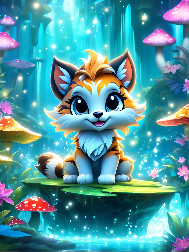 A high-quality whimsical image of a cute hybrid tiger wolf by ...