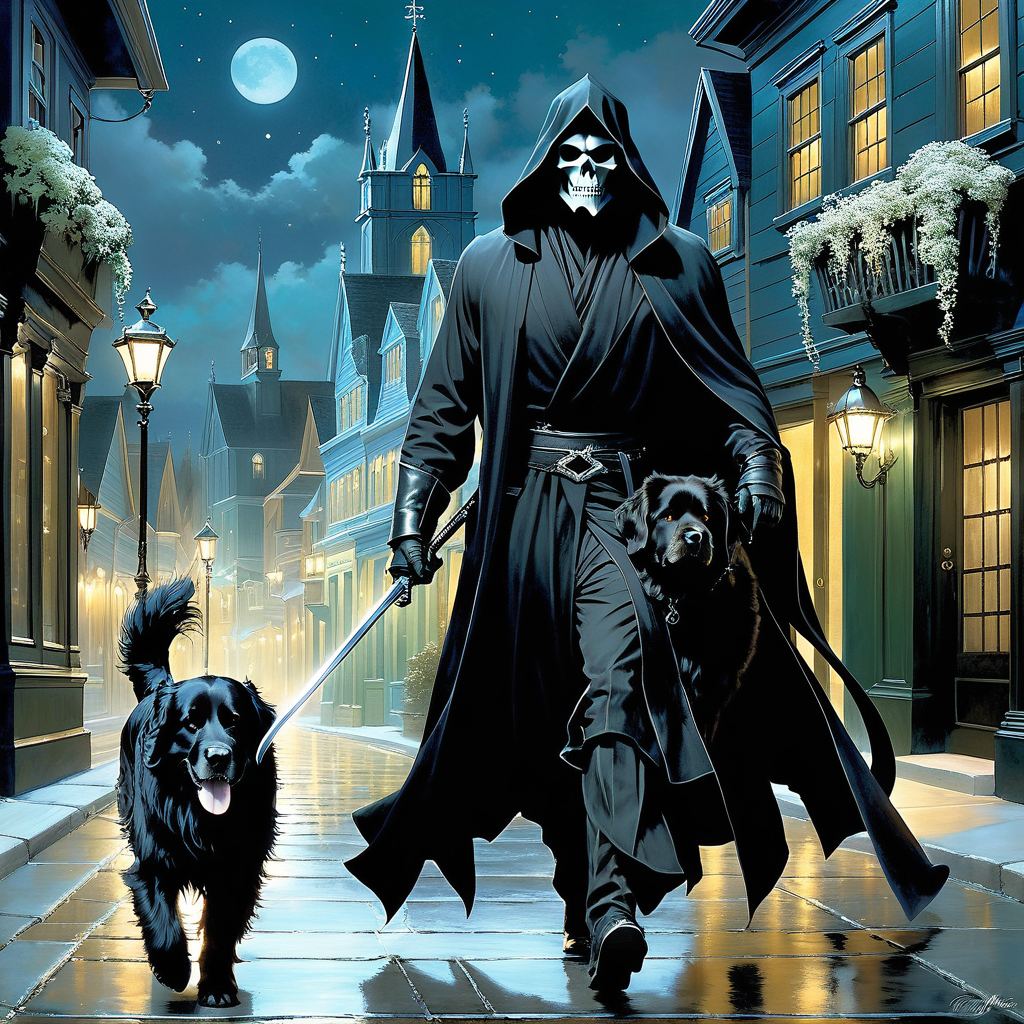 A stunningly handsome stylish Grim Reaper happly walking wit... by CLP ...