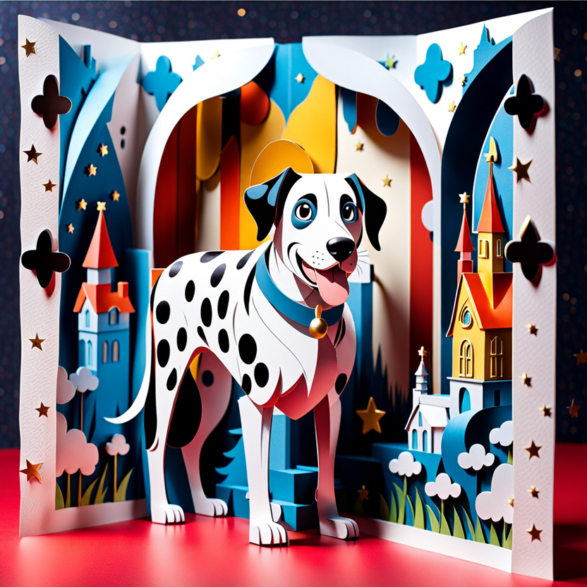 A birthday card opened in two lengthwise from which a magica... by ...