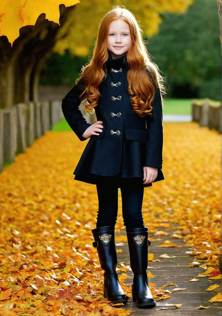 Full body photograph of a beautiful 10 year old model with l... by ...