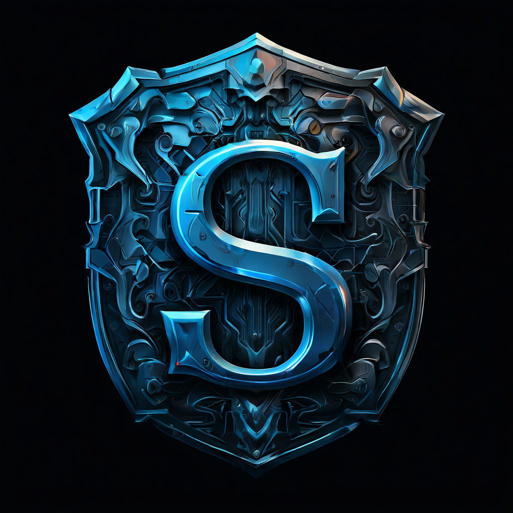 A blue texturel letter S in the middle of a black shield bri... by Văn ...