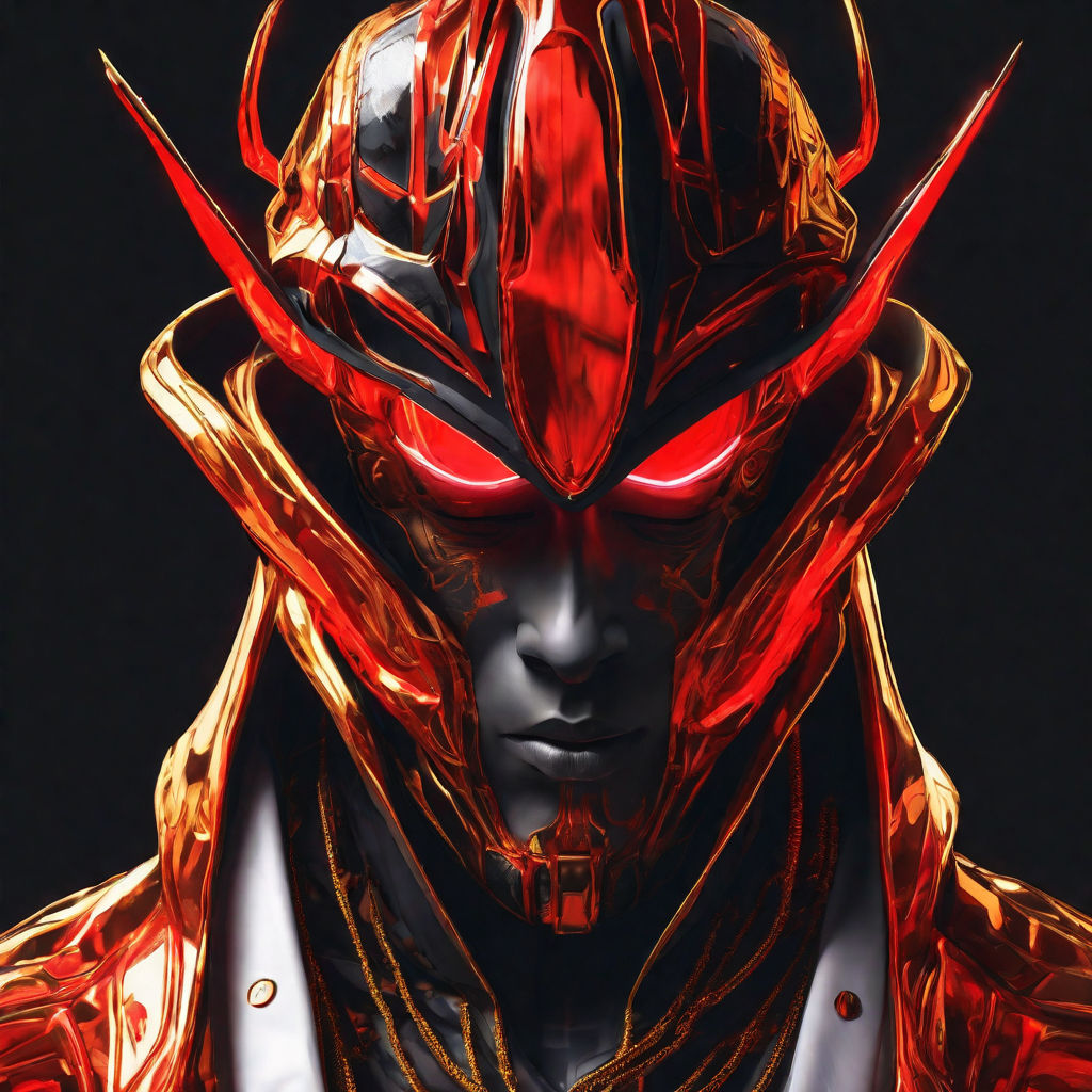 Mesomorph neon red glowing cape samurai pfp profile pose dop... by Paul ...