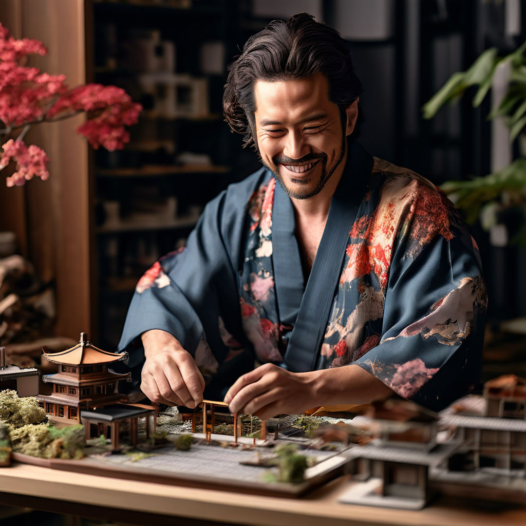 Male interior designer wearing kimono from demon slayer work... by Om ...