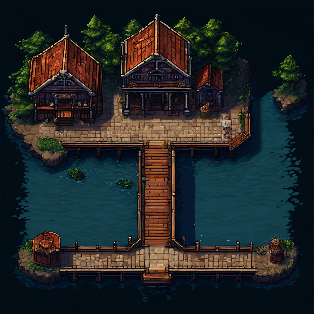 Charon's pier top down view pixel art sprite by Alexey Bolotov - Playground