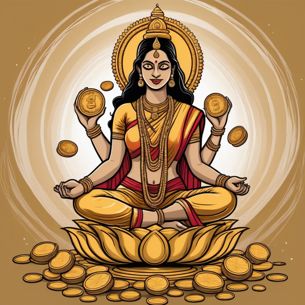 "Shining Laxmi": A detailed illustration of Goddess Laxmi sh... by ...