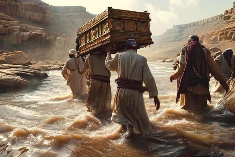 The Old Testament priests carry the ark of the Covenant into... by Evan ...