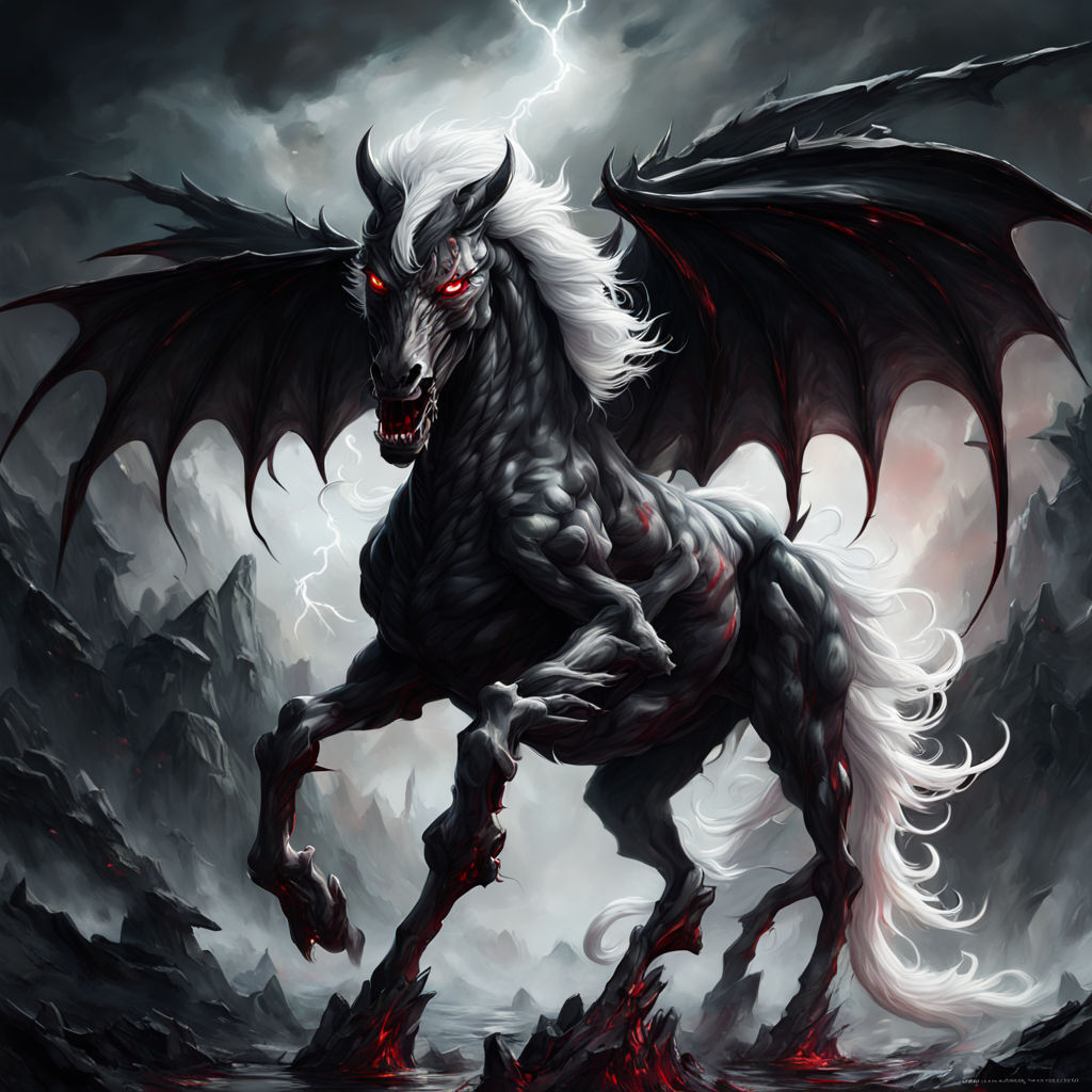 Digital art of a malevolent vampire horse by Soubi Loveless - Playground
