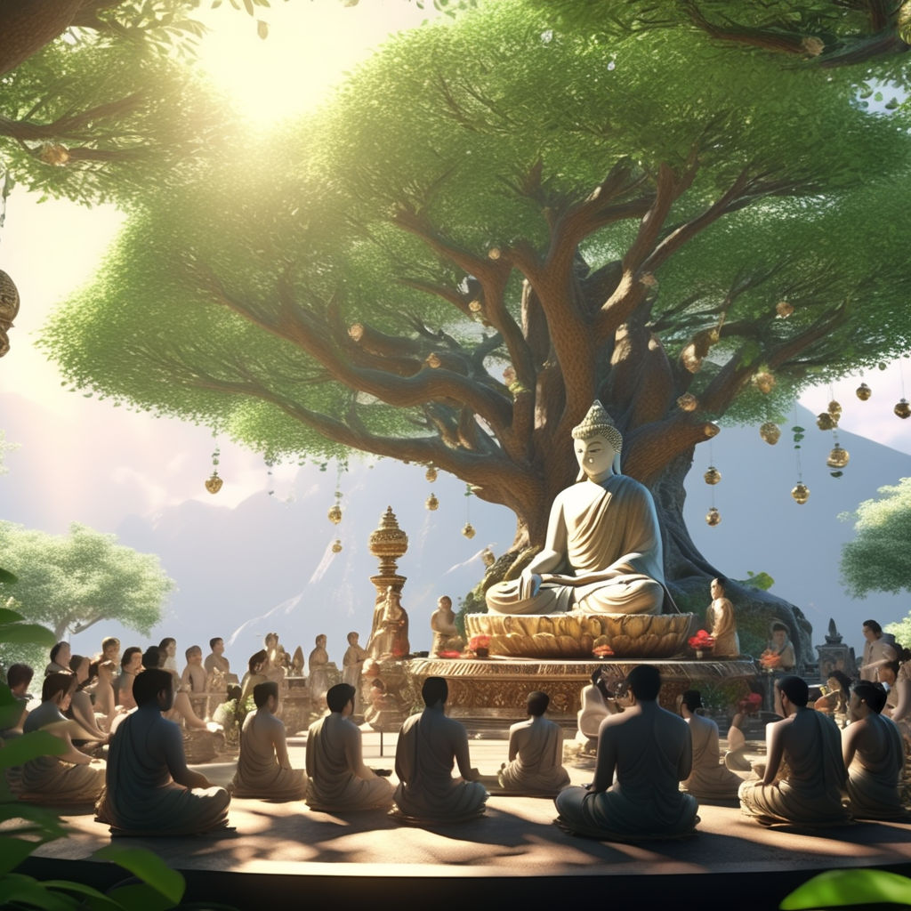 Buddha imparting teachings under a Bodhi tree by Udaan Study Point ...