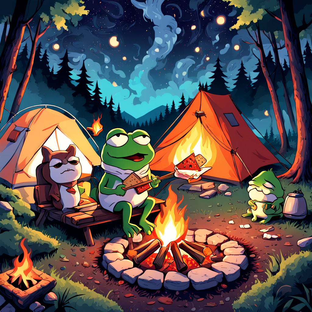Pepe the frog on a camping trip by H B - Playground