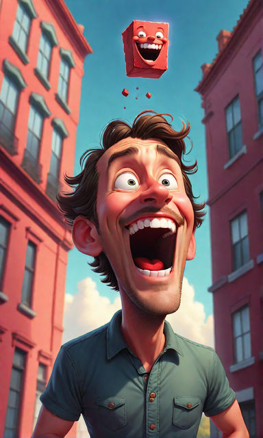 Funny cartoon illustration of a man standing outside looking... by ...