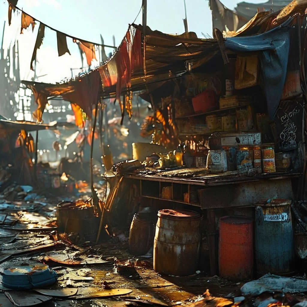 Post-apocalyptic market stall by Tom Lemon - Playground