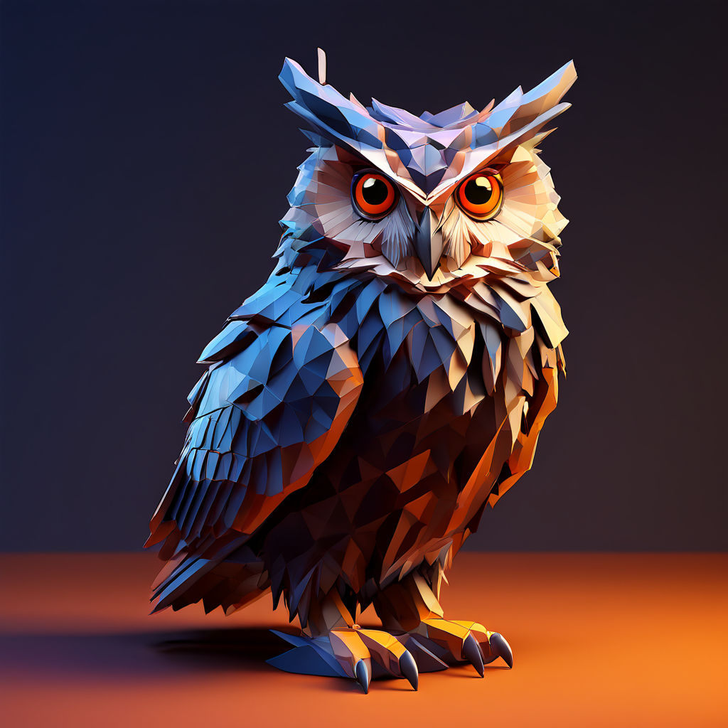 A striking 3d low poly isometric owl by I C - Playground