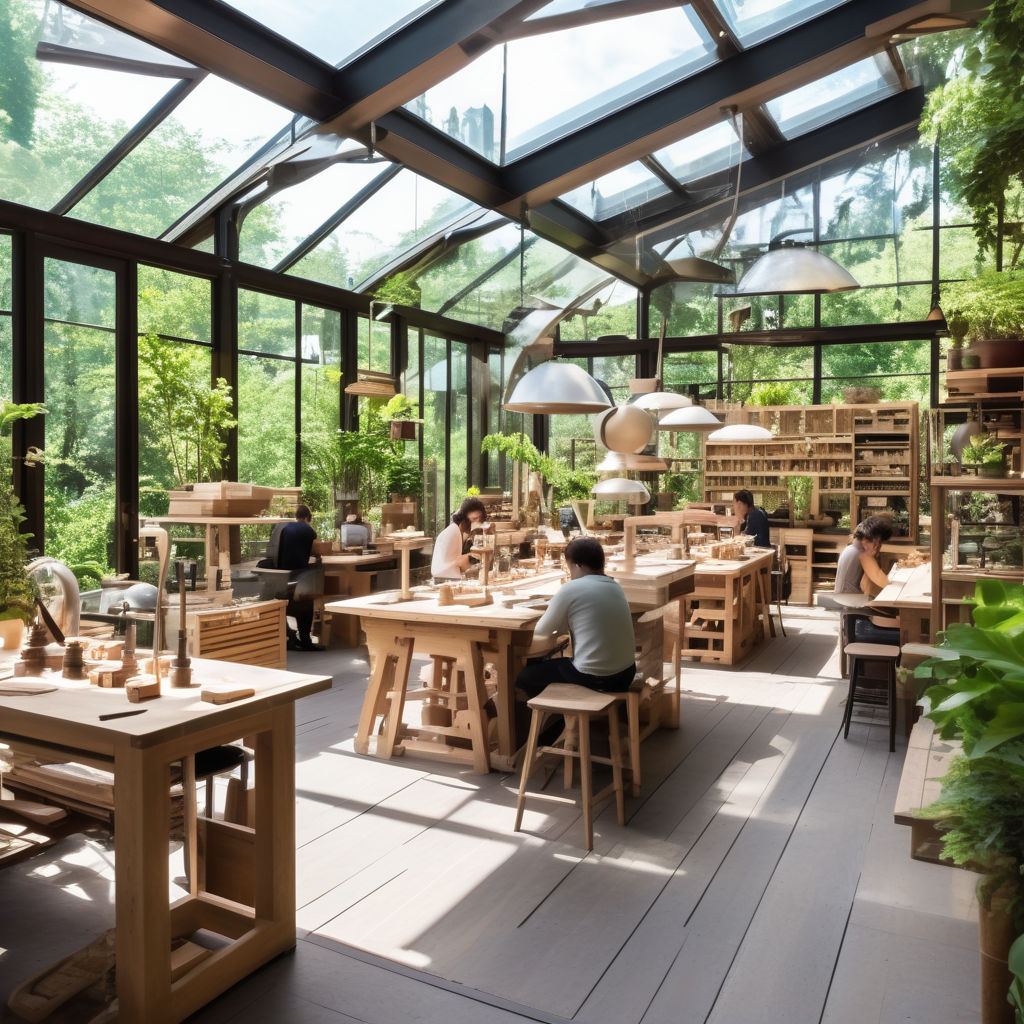 A workshop built in wood with large windows a glass roof by Carlos ...