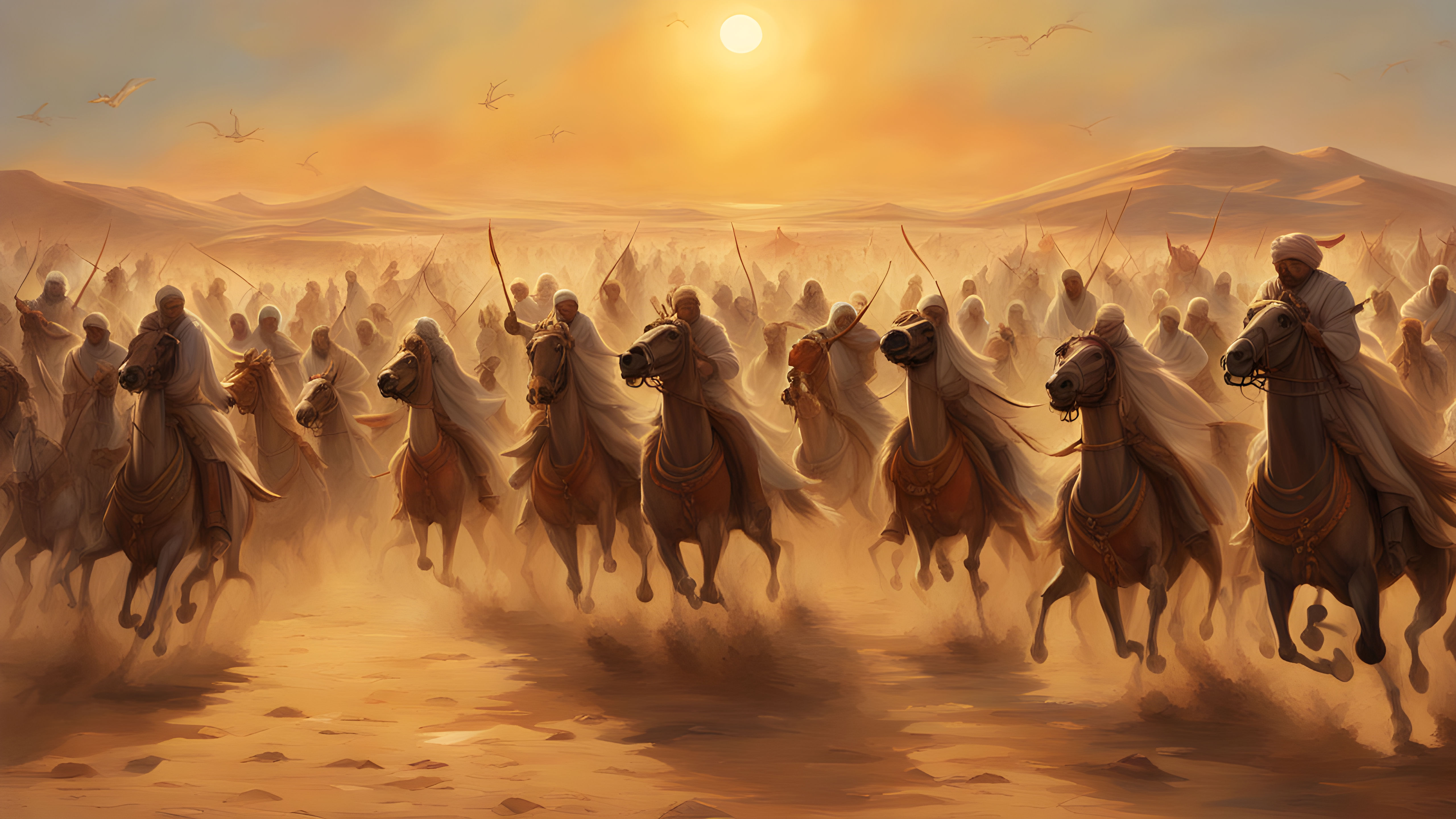 “The scene shows a war battle in the ancient Arabian desert by mohamed ...