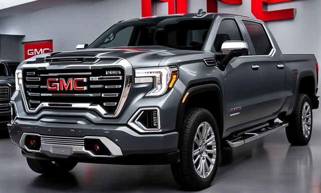A modern GMC Sierra pickup truck in a showroom by Zaheer Abbas - Playground