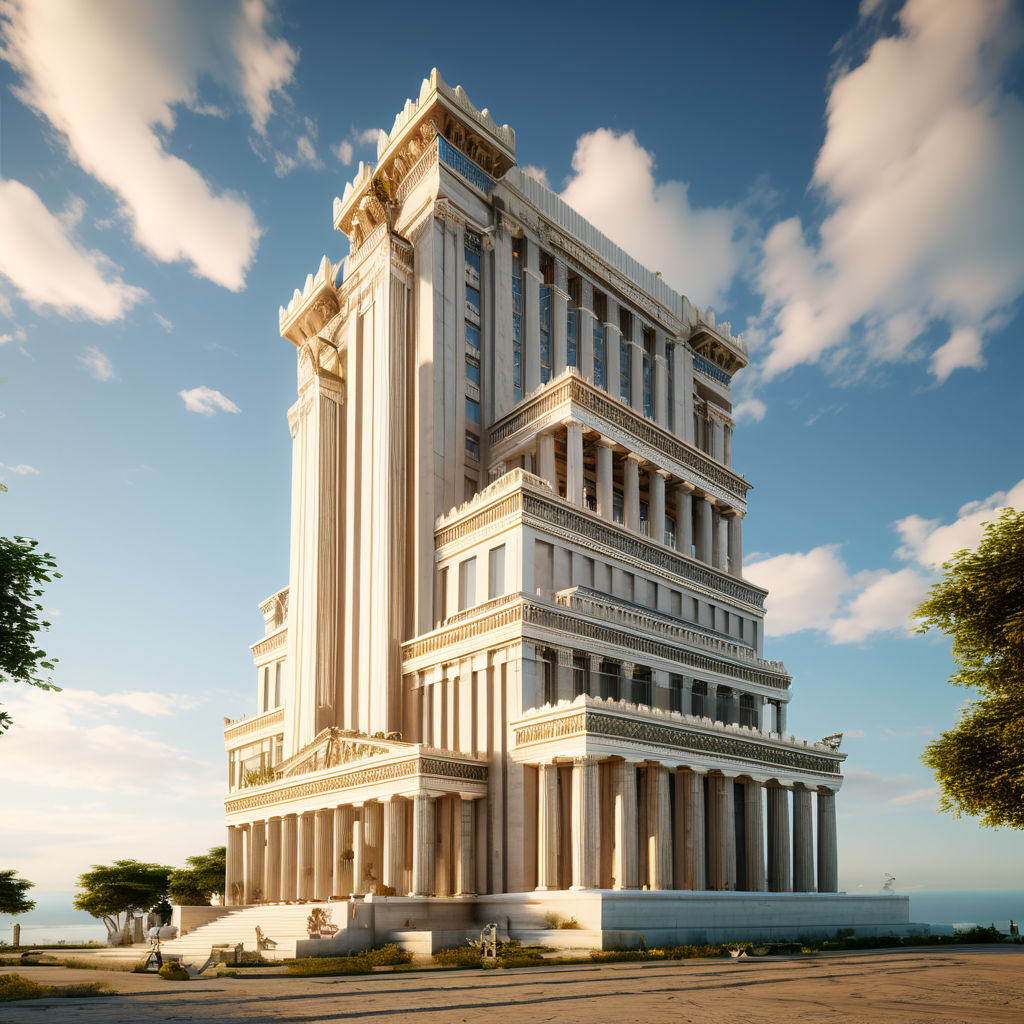 Ancient Greek architecture skyscraper (entire view) by Ulysse 21 ...