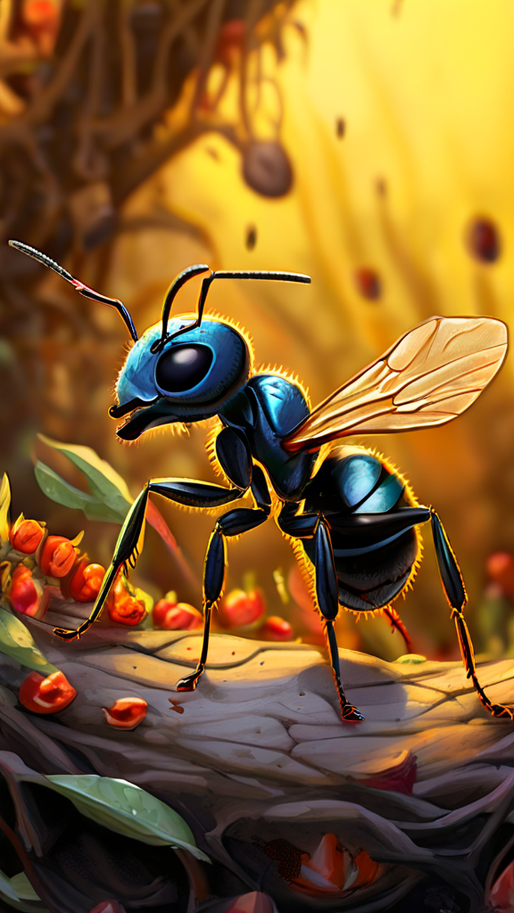 Cartoon ant draped in vibrant colors by Priyanka Work - Playground