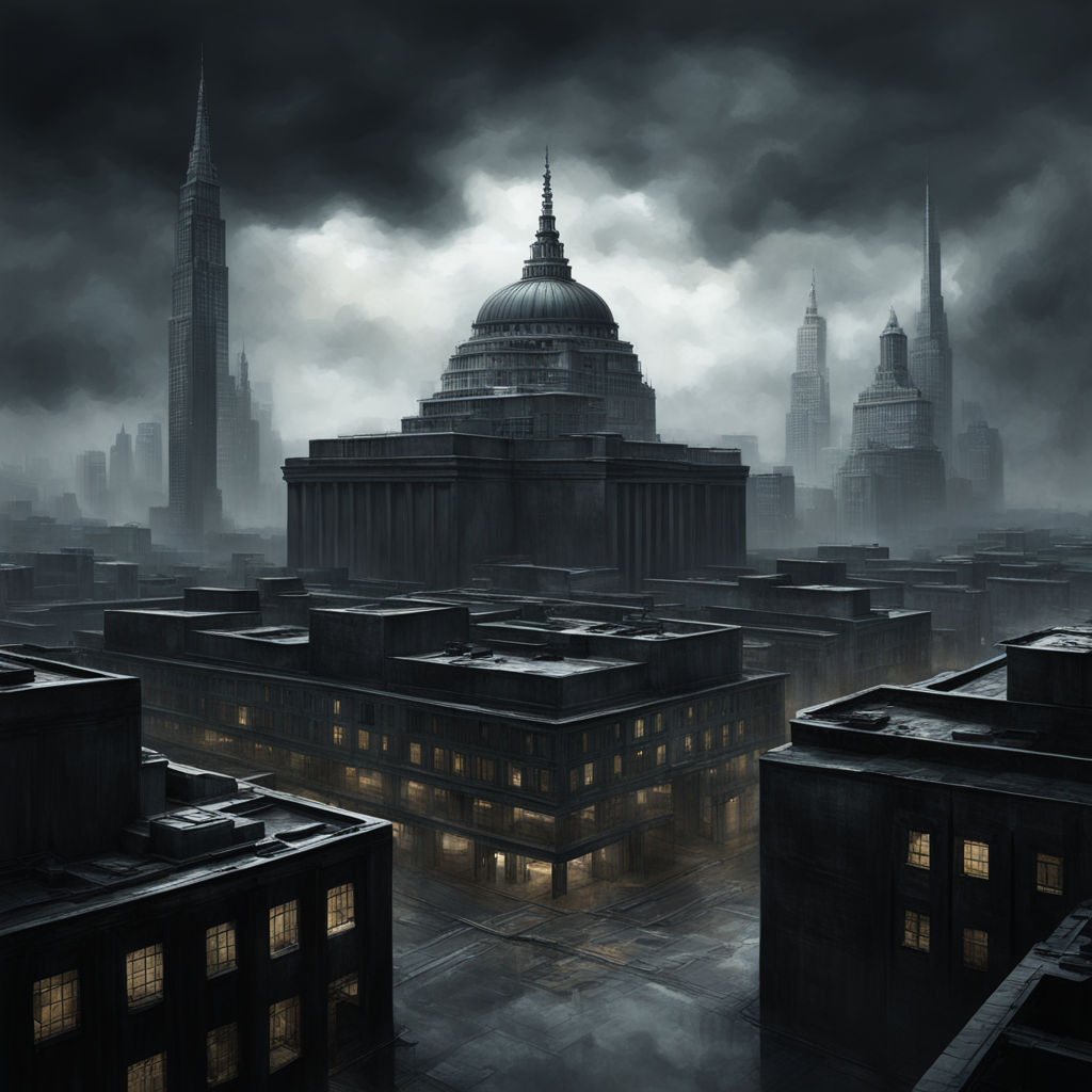 Dystopian cityscape inspired by George Orwell's "1984" by Tim Medentsev ...