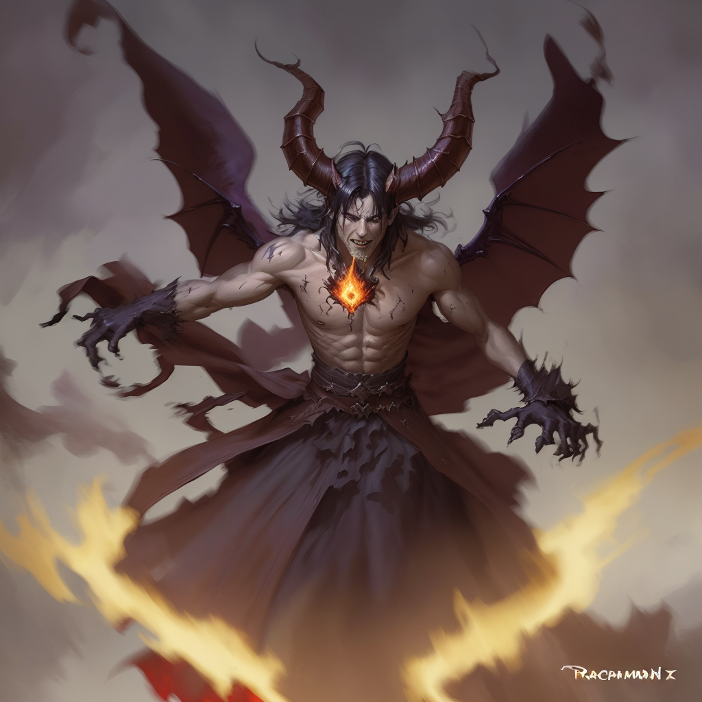 Demon warlock with horns and magic by Jehonathan Mclendon - Playground