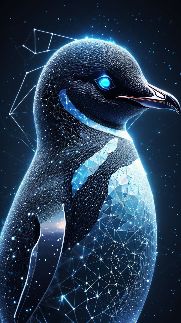 A captivating 4K digital illustration of a celestial penguin... by Adonis Kobi - Playground