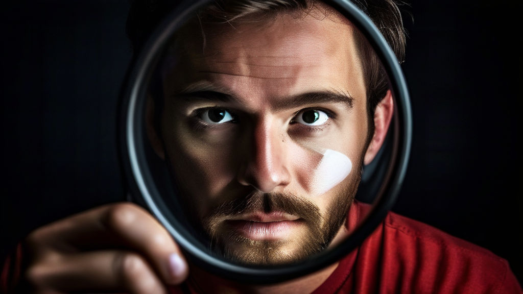 Create a picture of a person seeing through a magnifying gla... by ...