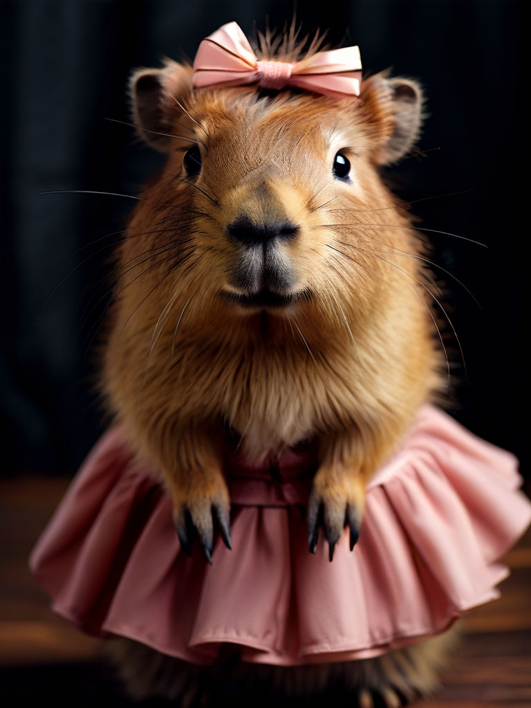 Cute capybara in a skirt and with a bow on her head by Сандра Аллен ...