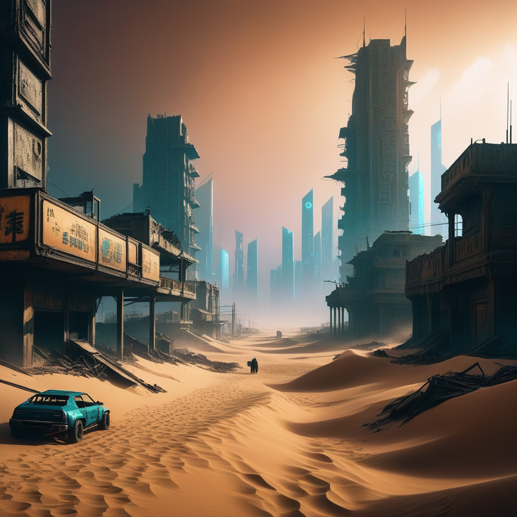 Cyberpunk ruined city in the sand by Анастасия Чикилева - Playground