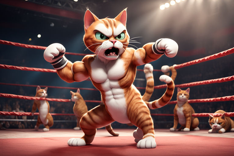 Muscular cat Muscular cat involved in a boxing match with a ... by Só ...