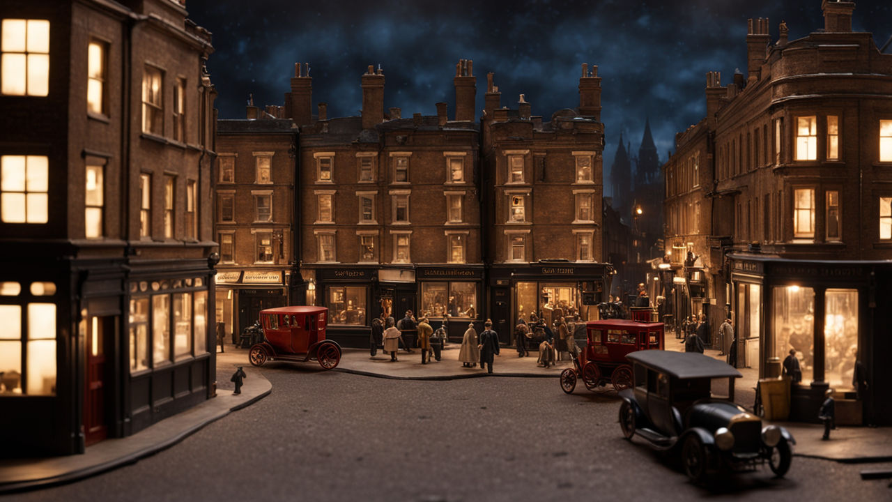 Diorama of Victorian London in a night setting by Lua Azeda - Playground