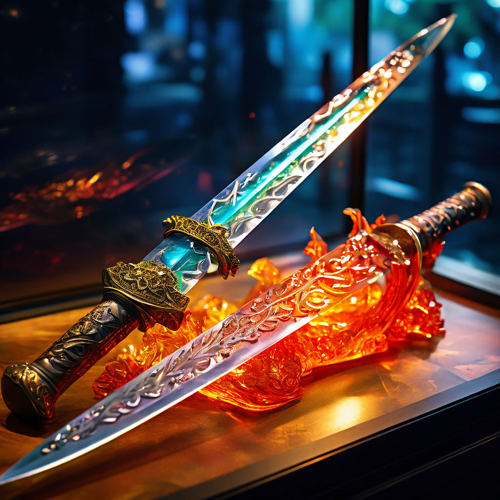 Full picture of a realistic and detailed elemental fire swor... by ...