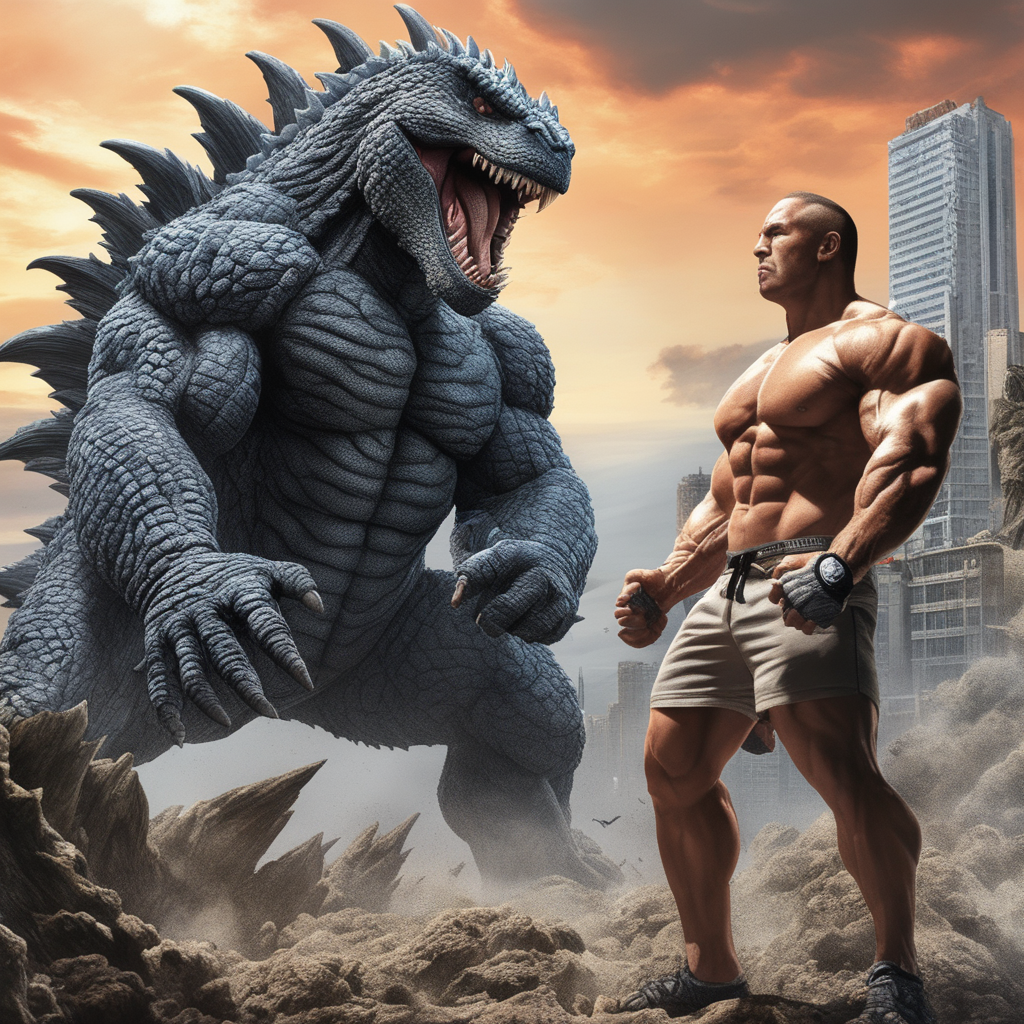 Bodybuilder-monter vs godzilla by JJSmithMG - Playground