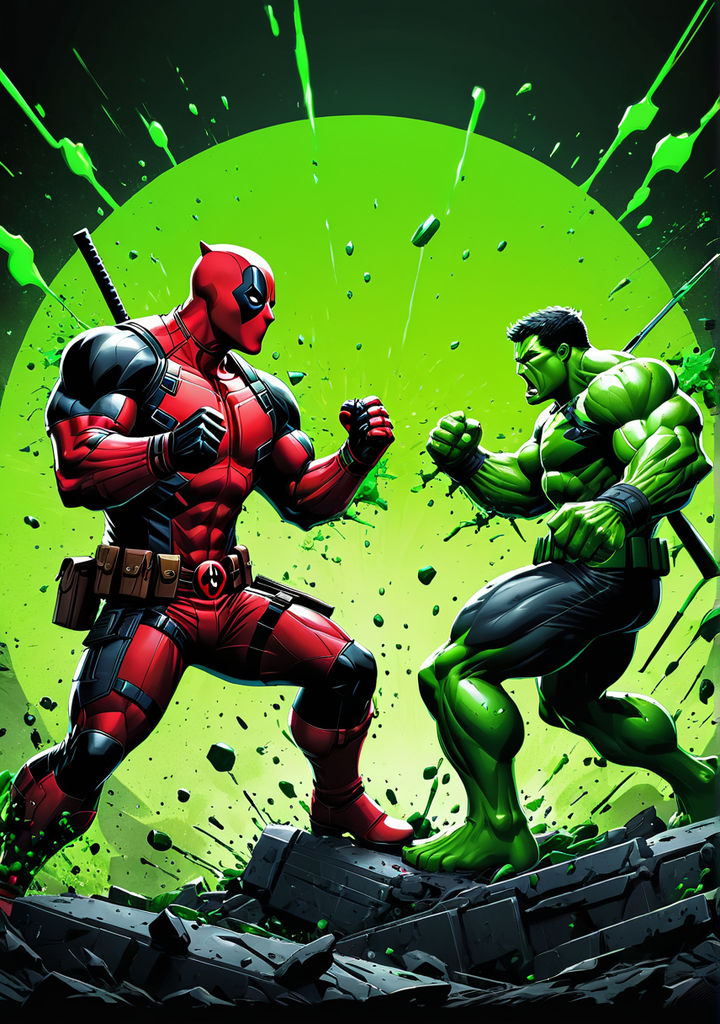 Deadpool and Hulk engaged in battle by Easy marketing - Playground