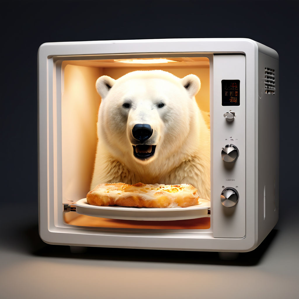 Draw a microwave with a live polar bear's face on the outsid... by ᄒᄒᄂ ...