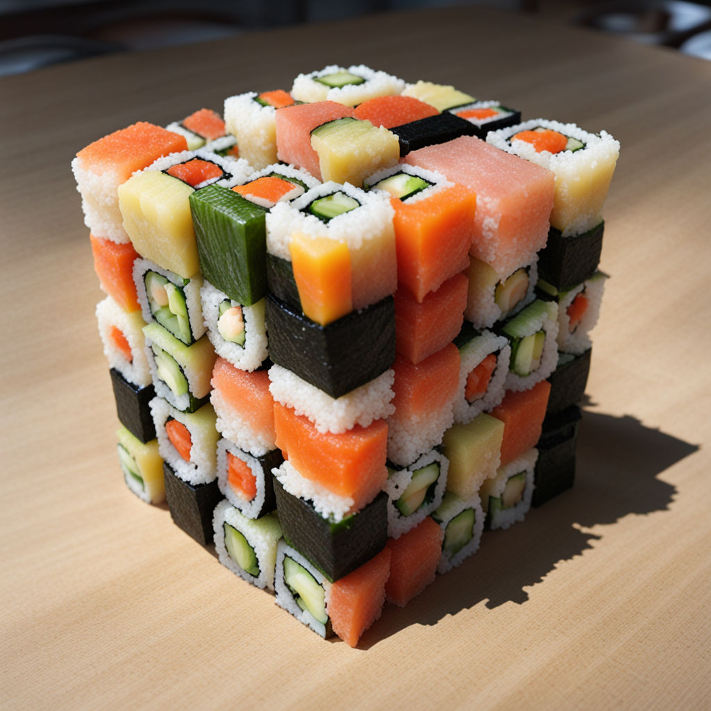 A rubik's cube made of sushi by Elena Trubchaninova - Playground