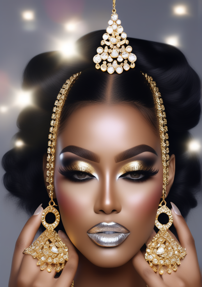 A Hyper Realistic Face Of A Pretty Dark Skinned Black Woman By