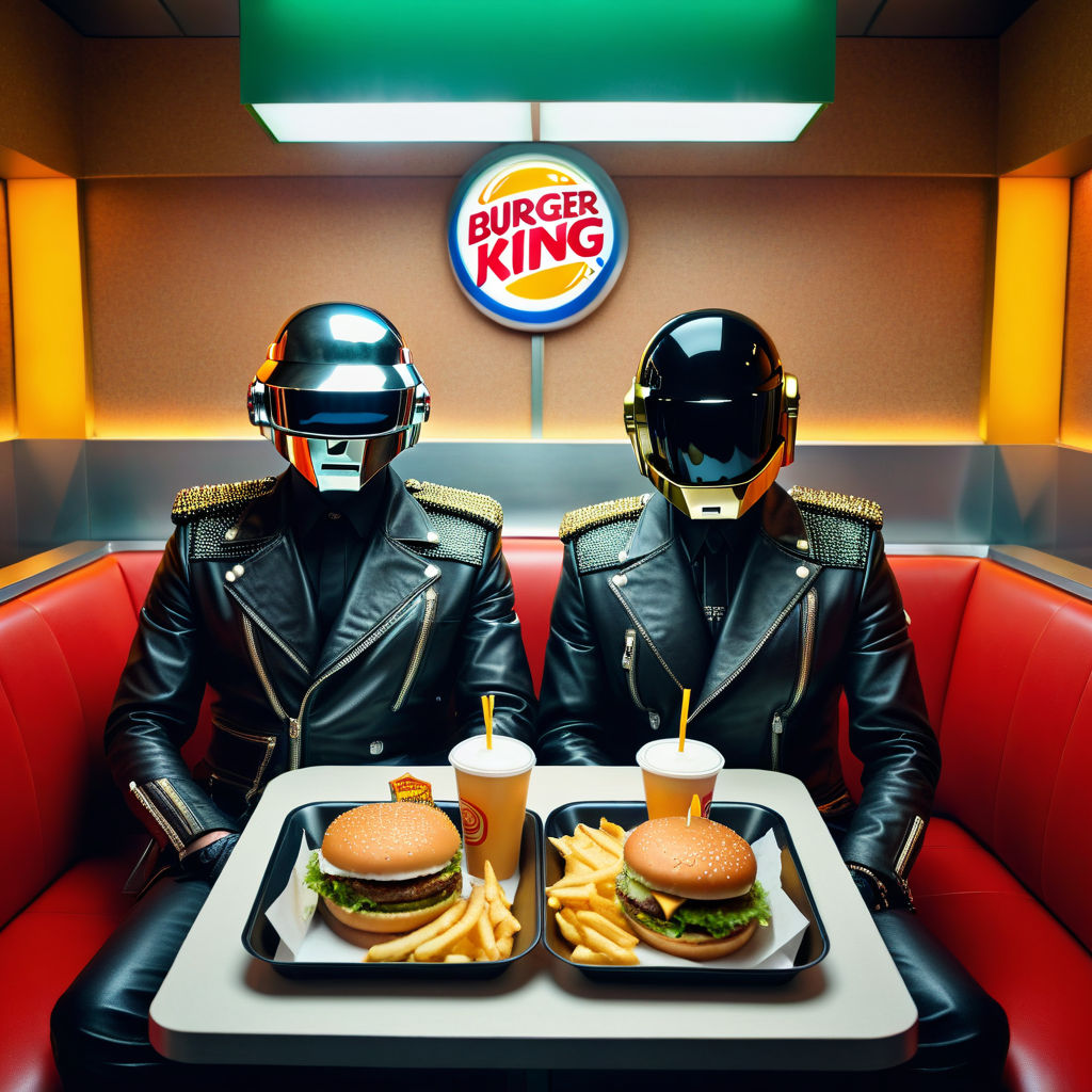 The Daft Punk Duo Eating A Burger At Burger King By Jack Jackson