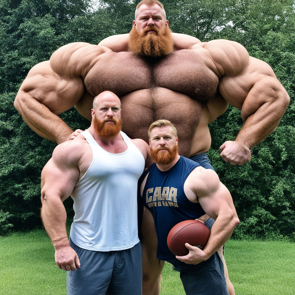 Son in front of Extremely tall and wide muscular dad by Vhr - Playground