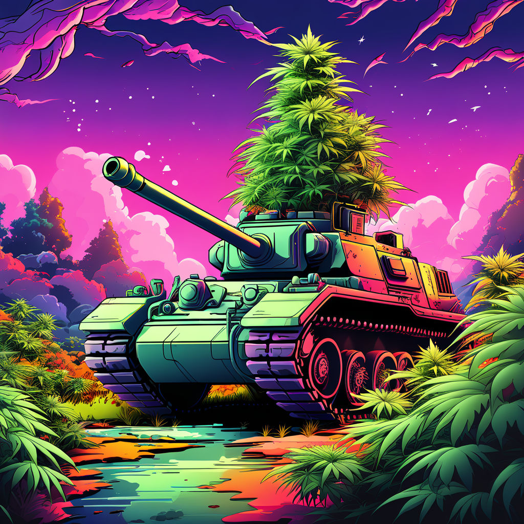 A tank being driven by an animated cannabis plant by Bryan Perryman ...